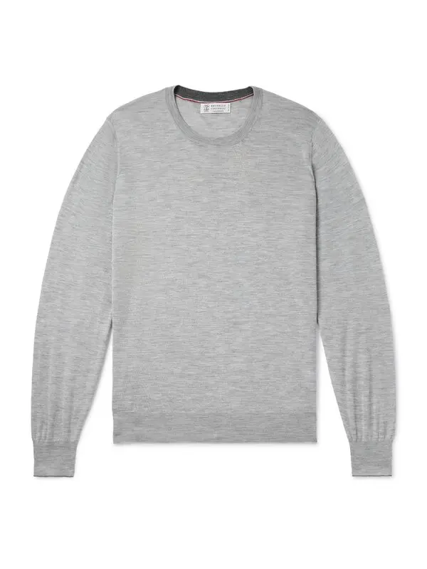 Brunello Cucinelli Cashmere And Silk-blend Sweater - Gray