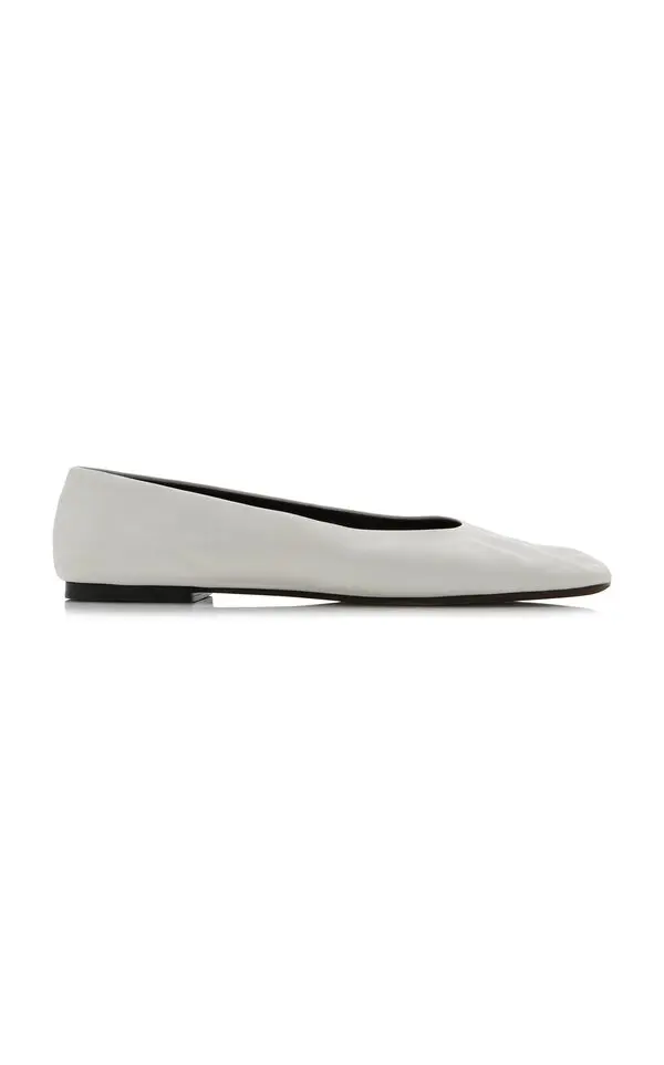 THE ROW Square Leather Ballerinas - White