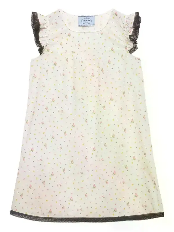 Prada Floral-print Mini Dress - White
