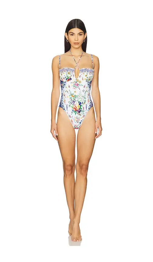 Camilla Ruched Underwire Tie One Piece Swimsuit - Tiles Darls