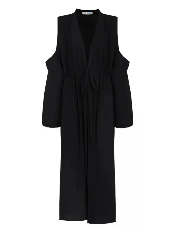 OLYMPIAH Jussi Cold-shoulder Midi Dress - Black