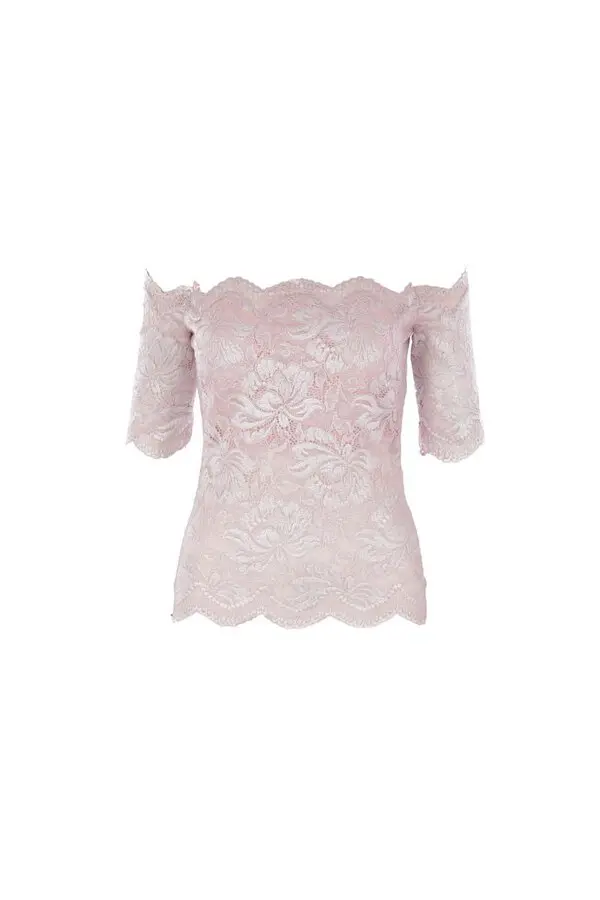 Rabanne Lace Top With Lurex Detailing - Rosa E Argento