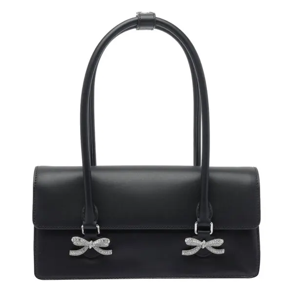 SELF-PORTRAIT Shoulder Bag With Bow Detail - Black