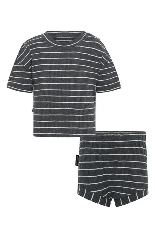 TINY TRIBE Stripe Cotton Rib T-shirt & Shorts Set