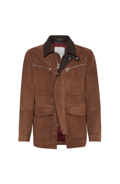 Brunello Cucinelli Suede Field Jacket - Light Brown