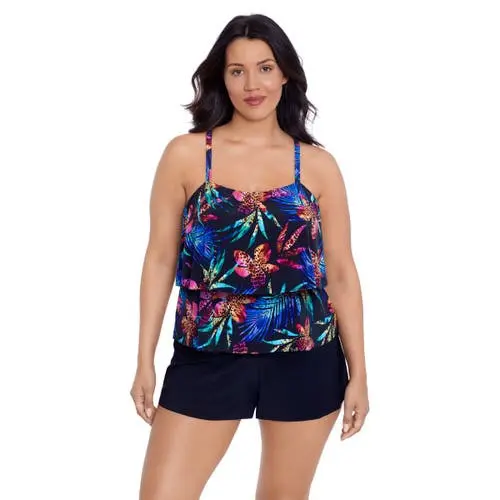 TRIMSHAPER Roxy Swim Romper - Leopard Lily