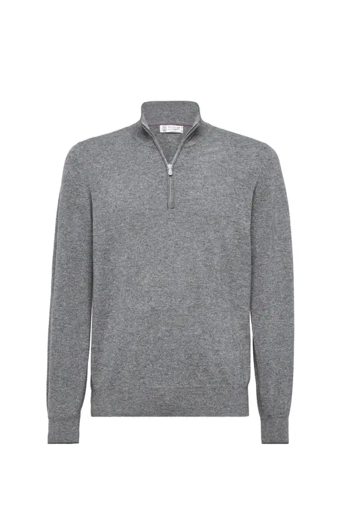 Brunello Cucinelli Cashmere Zip-up Sweater - Dark Grey