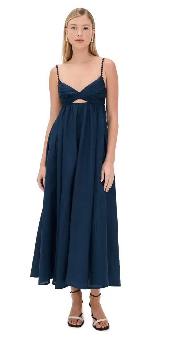 Zimmermann Ascension Twist Front Dress - Dark Blue