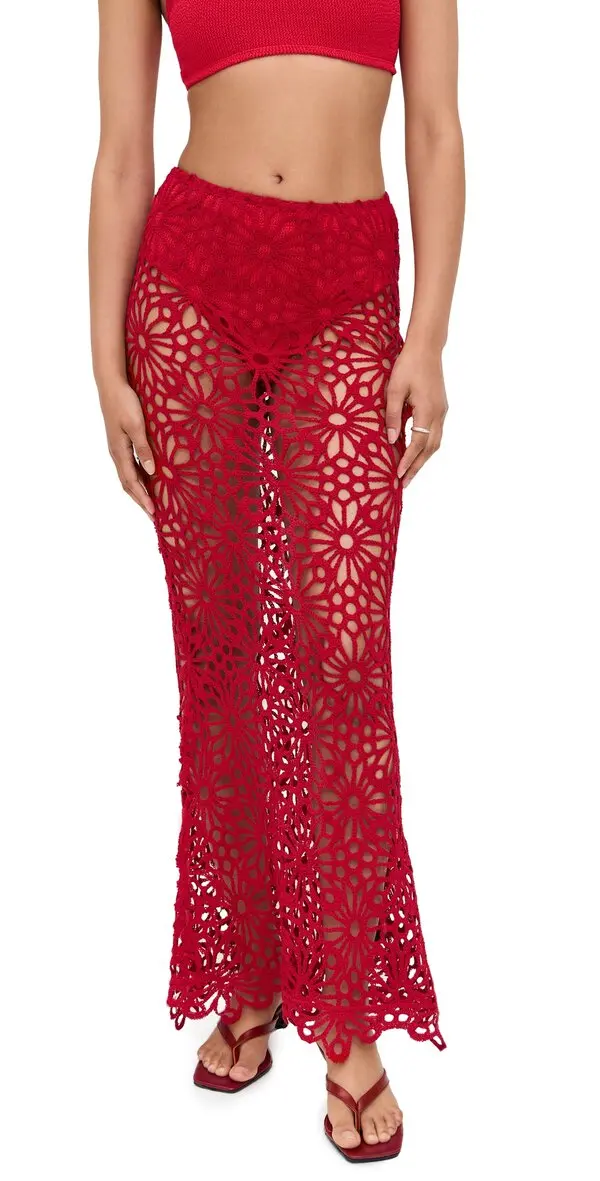 Norma Kamali Obie Long Skirt - Tiger Red
