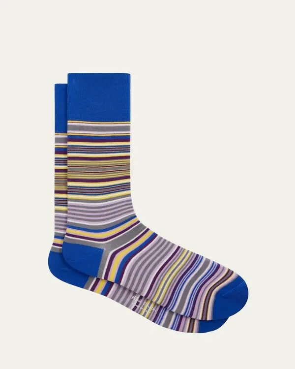 Paul Smith Kahn Signature Stripe Crew Socks - 45 Cobalt