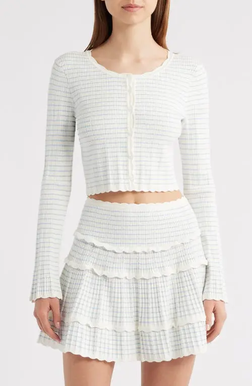LoveShackFancy Media Stripe Pointelle Cardigan - Sailor Stripes