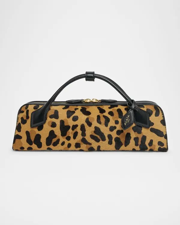 Alaïa Le Teckel Leopard Calf Hair Clutch - Brun Sepia