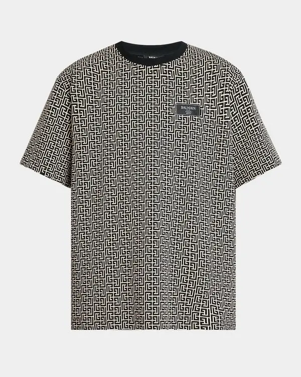 Balmain Couture Label Monogram Crewneck T-shirt - Gfe Ivory/blk