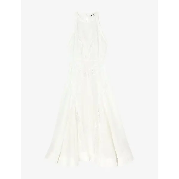 Sandro Sleeveless Lace-Trimmed Linen-Blend Maxi Dress - Naturels |  Editorialist