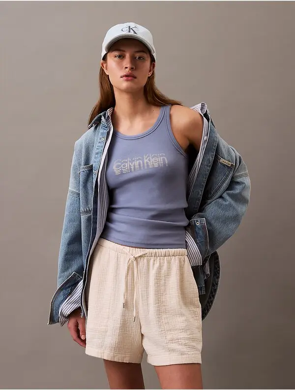 Calvin Klein Double Gauze Pull-on Short - Chalk