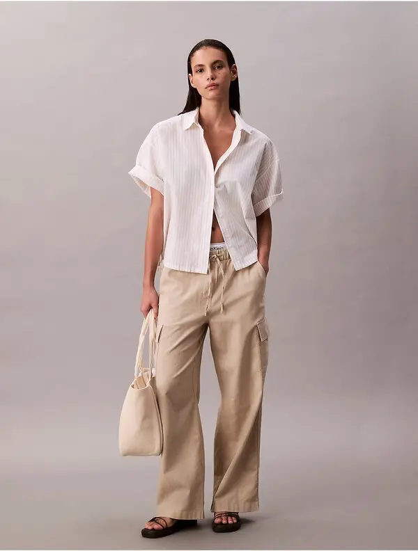 Calvin Klein Linen Blend Cargo Pants - Island Fossil