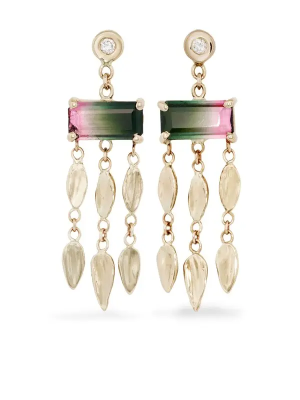 Jacquie Aiche 14k Yellow Gold Tourmaline And Diamond Dangle Earrings