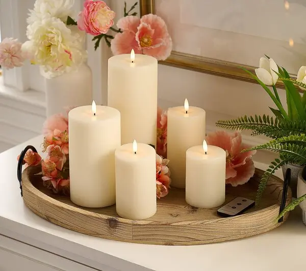HOME REFLECTIONS As Is Set Of 5 Flameless Coastal Pillars