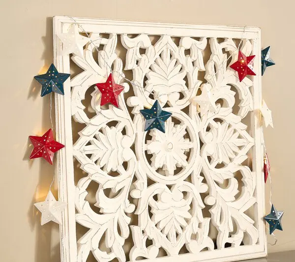 HOME REFLECTIONS As Is 75' Punched Metal Star Led Lightstrand