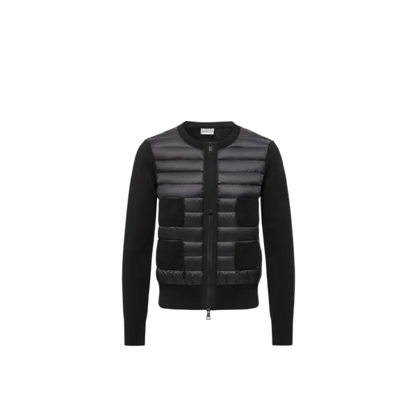 Moncler Padded Wool Zip-up Cardigan - Black