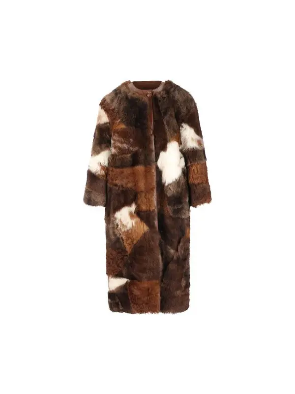 Prada Patchwork Shearling Coat - Multicolour