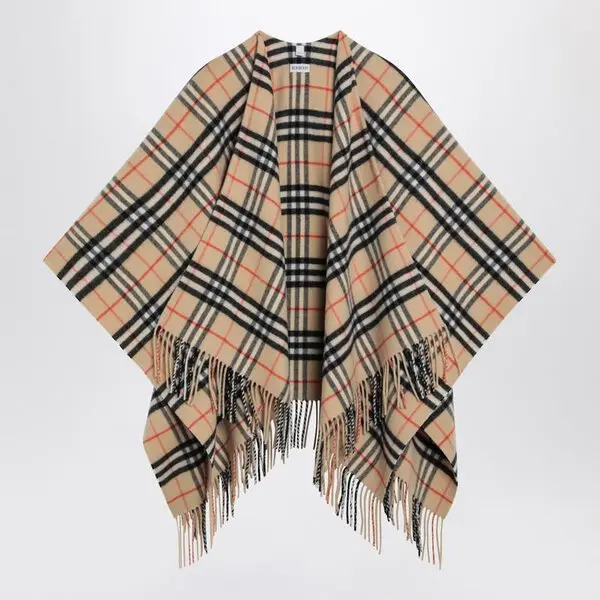 Burberry Check Wool And Cashmere Cape