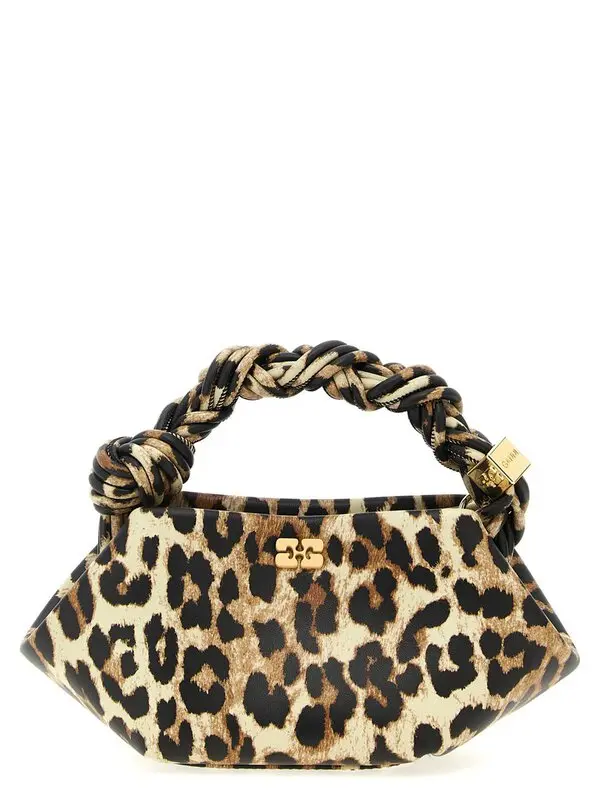 GANNI Leopard Print Leather Handbag