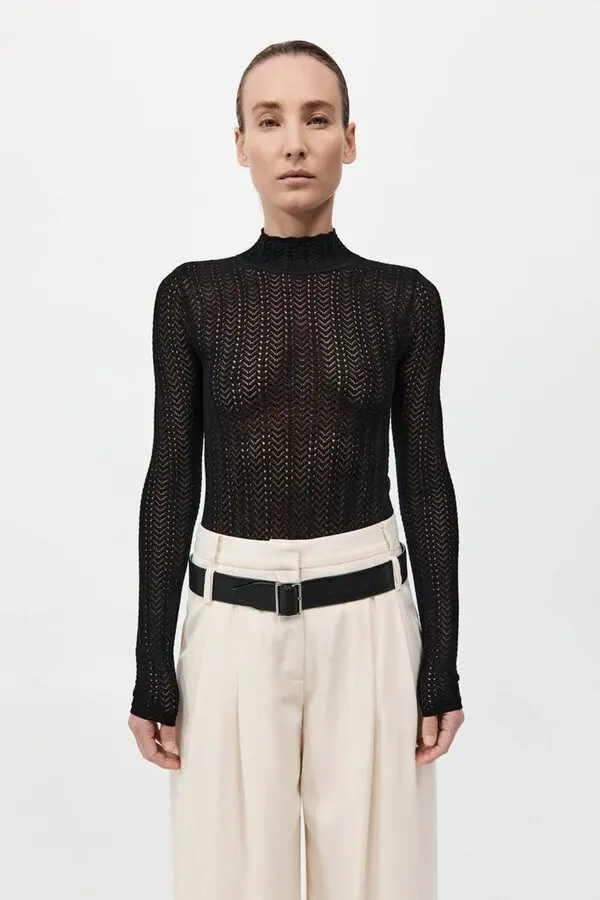 ST. AGNI Textured Knit Bodysuit