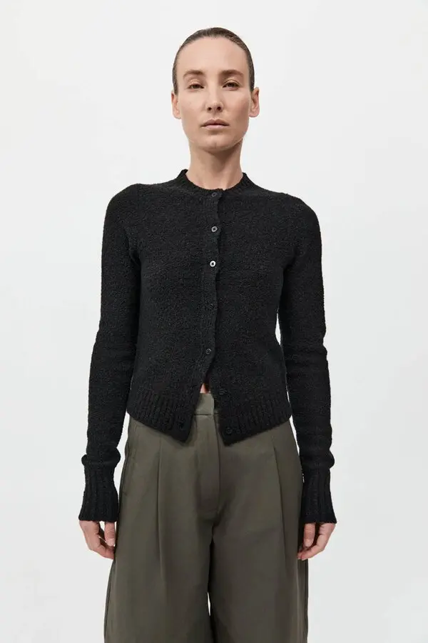 ST. AGNI Boucle Wool Cardigan - Black