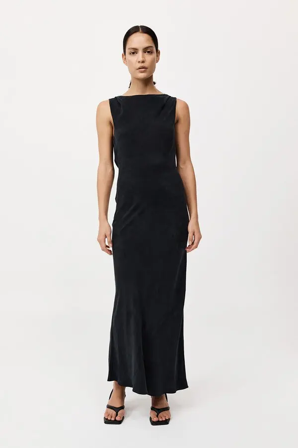 ST. AGNI Draped Cowl Maxi Dress - Black