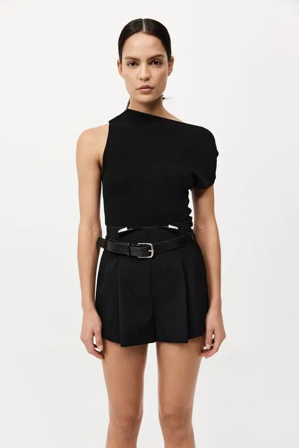 ST. AGNI High-waisted Wool Shorts - Black