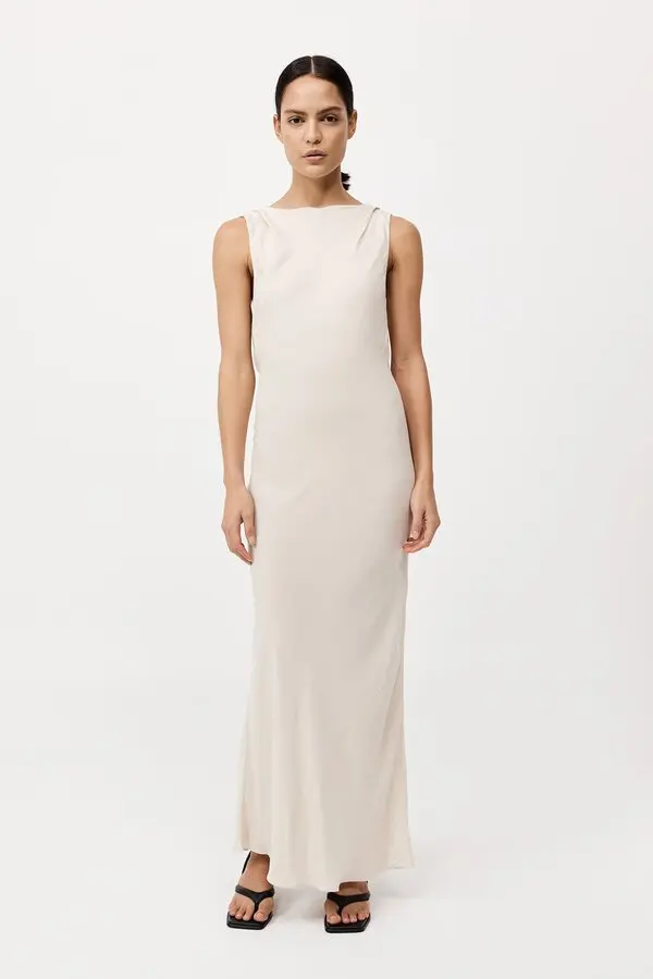 ST. AGNI Draped Cowl Maxi Dress - Dove