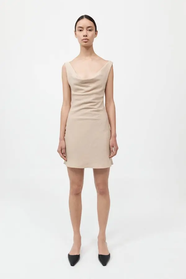 ST. AGNI Double Drape Mini Dress - Dune