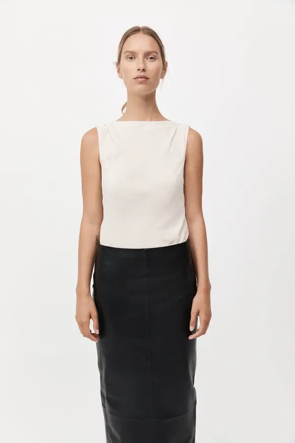 ST. AGNI Draped Cowl Top - Dove