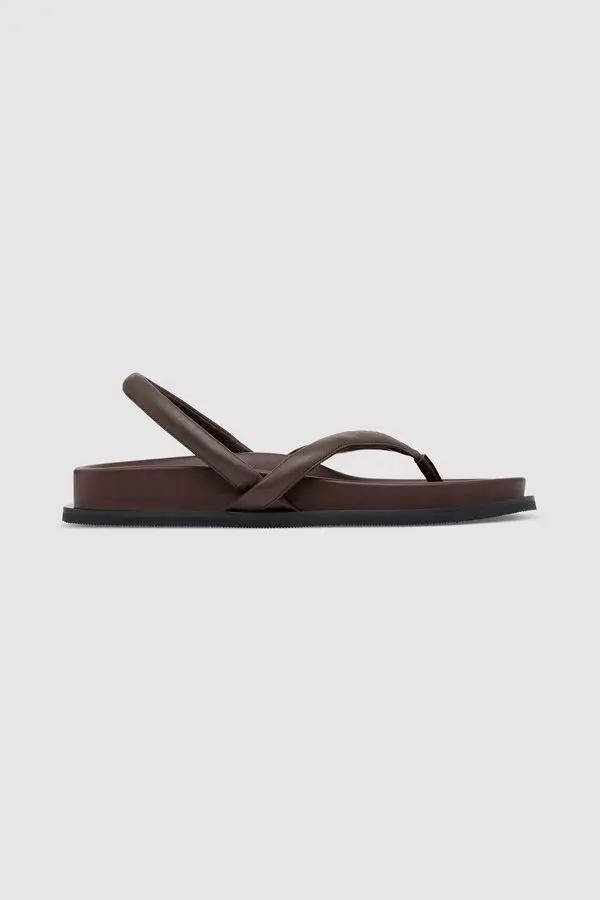 ST. AGNI Slingback Thong Sandals - Chocolate