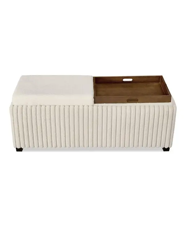 FURNITURE OF AMERICA Nima Boucle Storage Bench With Trays