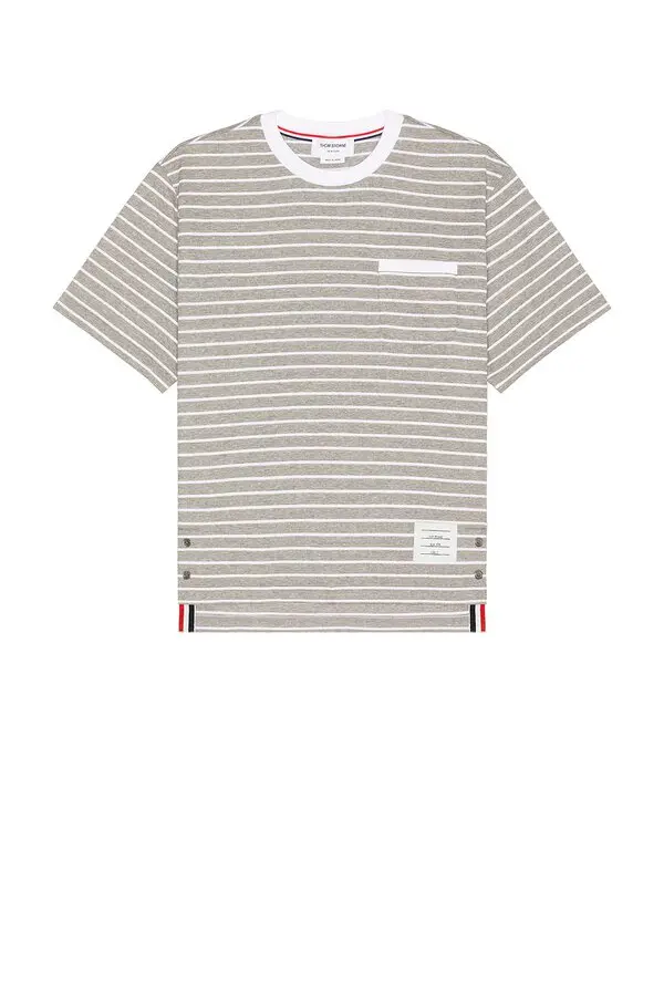 Thom Browne Short Sleeve Pocket Tee In Grey
