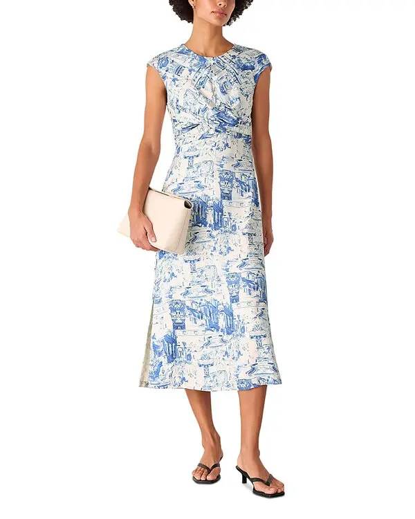 Whistles Rome Print Midi Dress - Blue/multi