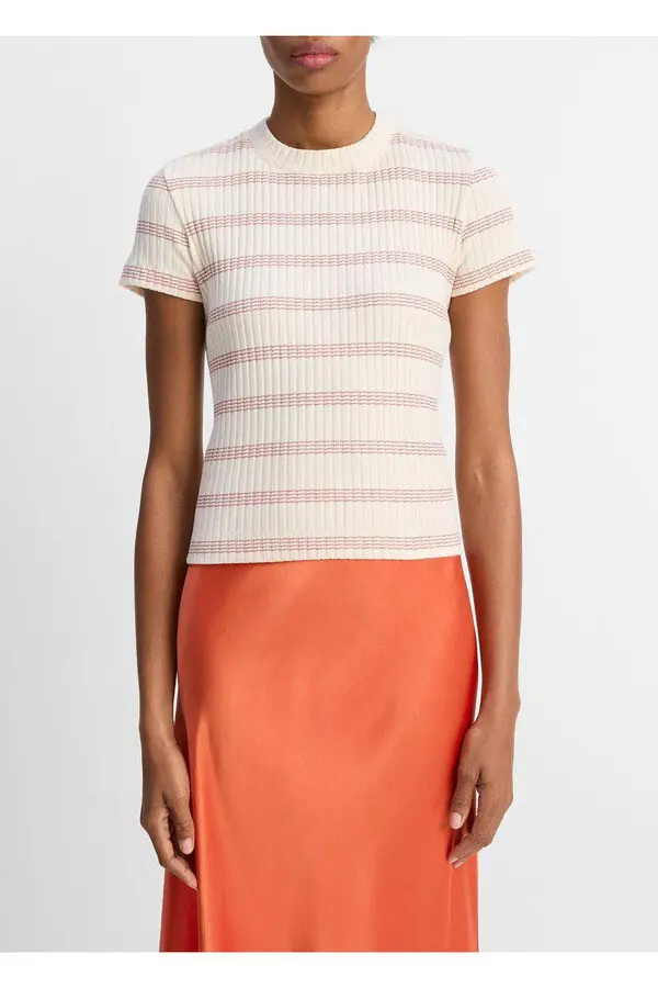 Vince Ribbed Cotton-blend Top - Stripe