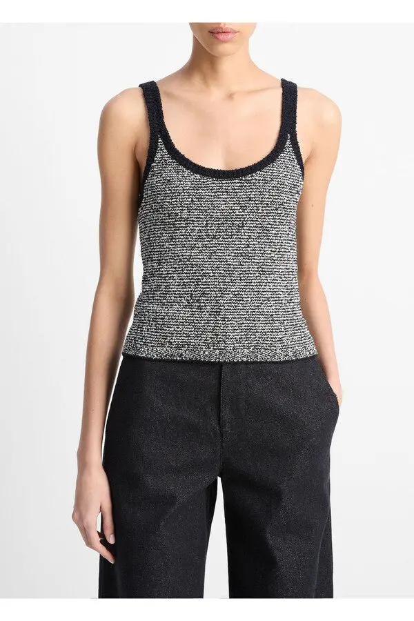 Vince Textured Cotton-blend Sweater Tank - Blue