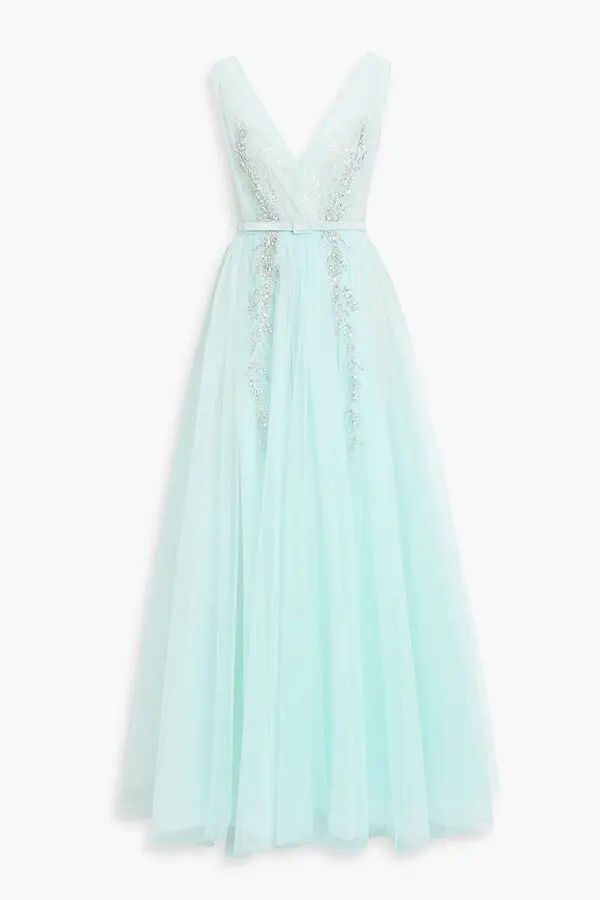 Badgley Mischka Embellished Tulle Gown