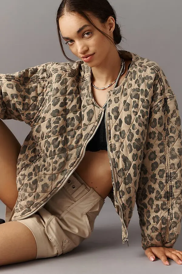 Blanknyc Quilted Leopard Bomber Jacket