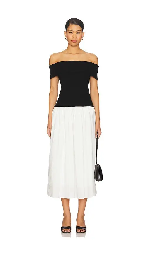 Central Park West Darcy Mixed Media Off-shoulder Dress