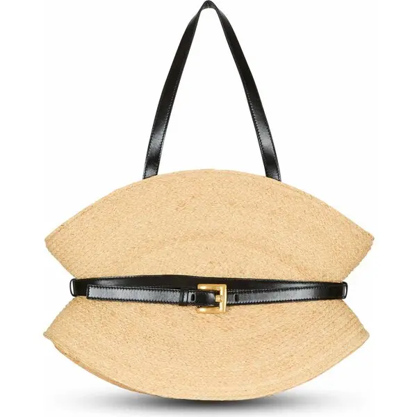 Balmain Shuffle Medium Bag In Raffia - Brown