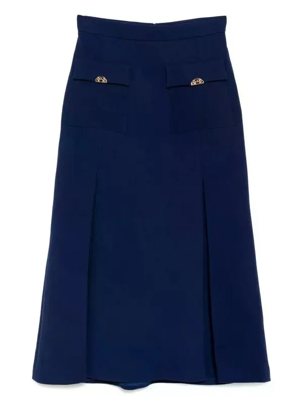 Elie Saab Wool Crepe Midi Skirt