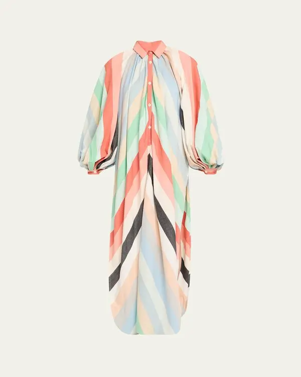MARRAKSHI LIFE Cotton Maxi Dress With Balloon Sleeves