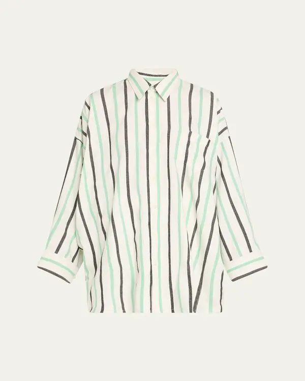 MARRAKSHI LIFE Oversized Striped Cotton Shirt