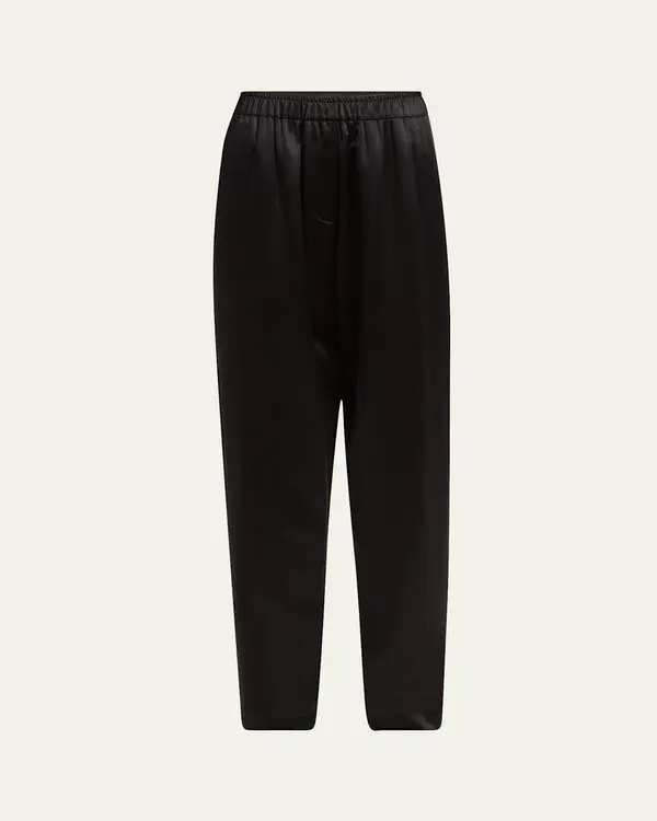 Giorgio Armani Pull-on Silk Trousers - Solid Black