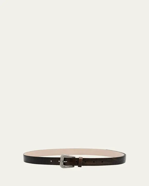 Brunello Cucinelli Lizard-effect Leather Western Belt