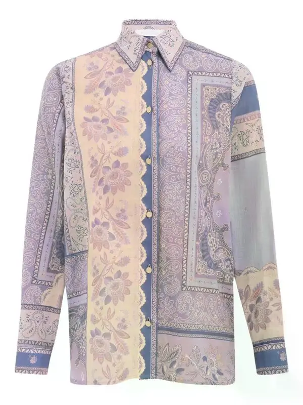Zimmermann Mix-print Button-up Shirt - Blue